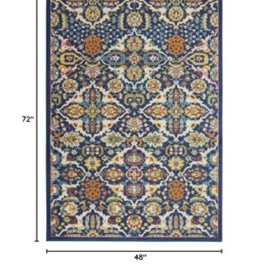 Nourison Allur Contemporary Navy Multicolor 4' x 6' Area -rug, Easy -cleaning, Non Shedding, Bed Room, Living Room, Dining Room, Kitchen (4x6)