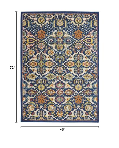 Nourison Allur Contemporary Navy Multicolor 4' x 6' Area -rug, Easy -cleaning, Non Shedding, Bed Room, Living Room, Dining Room, Kitchen (4x6)