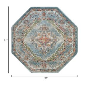 Unique Loom Isabella Collection Area Rug - Rossellini (5' 1" Octagon, Blue/ Beige)