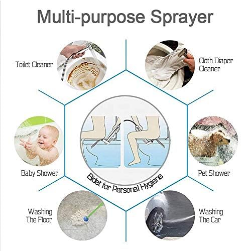 Handheld Bidet Sprayer for Toilet, Full Pressure & Stainless Steel & Leakproof Handheld Bidet Toilet Sprayer Set with Hose, Easy Install, Great Water Pressure for Bathing Pets, Personal Hygiene(Black)