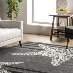 nuLOOM 3' x 5' Performance Indoor Area Rug, Non-Shed, Power Loomed High-Traffic Area Rug for Living Room, Bedroom, Home, Minnie Grey