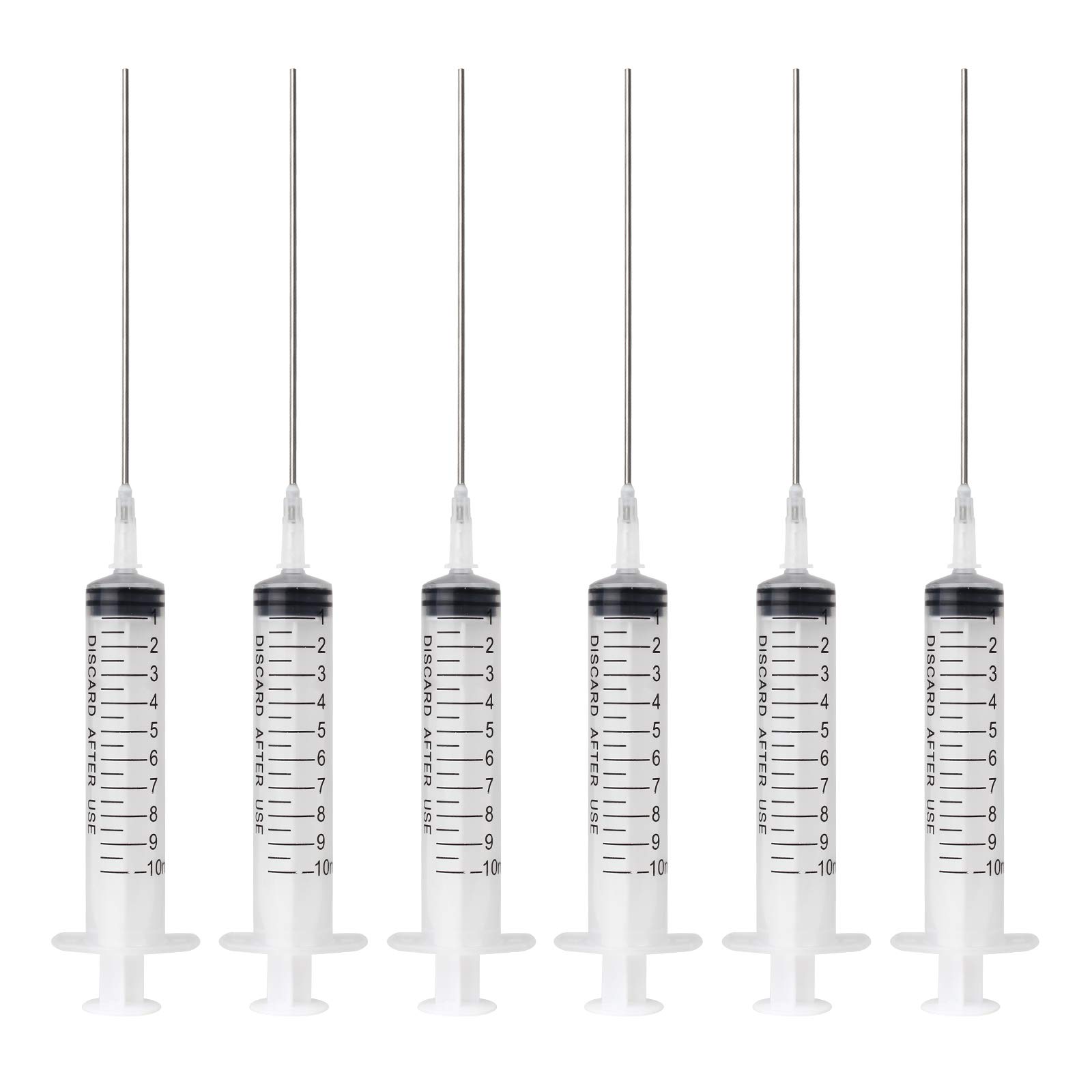 TBTeek 10ml Plastic Measuring Syringe with Long Needle for Feeding Pets, DIY Crafts, Liquid Separation, Measuring, Industrial Application, Ink Cartridge Refill Ink, Perfume Dispensing-6 Pack