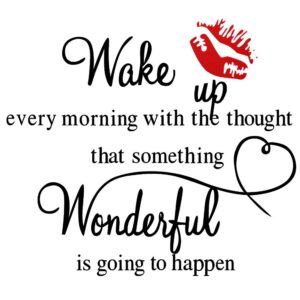 wake up every morning wall decal with red lip sticker, inspirational quote saying wall sticker, vinyl motivational art lettering motto decor, for home office classroom bedroom