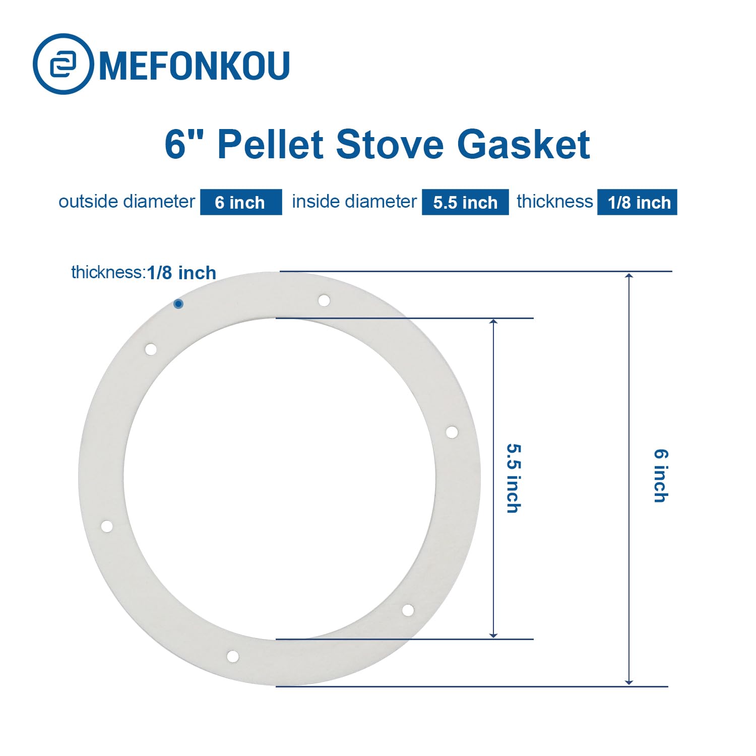 MEFONKOU 6" Pellet Stove White Gasket for Combustion Exhaust Fan Mounting Blower to Housing Seal with 100's and Most Pellet Stoves 2100J（3/pack）