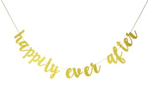 starsgarden happily ever after banner gold glitter,wedding bachelorette engagement party bridal shower party decoration supplies