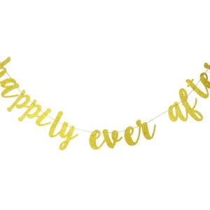 Starsgarden Happily Ever After Banner Gold Glitter,Wedding Bachelorette Engagement Party Bridal Shower Party Decoration Supplies