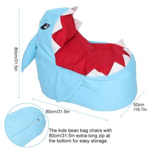 Kids Bean Bag Chair,Adorable Shark Large Capacity Stuffable Zipper Plush Toy Organizer Children Toy Seat Stuffed Storage Bag for Pillows Towels Clothes (Blue)