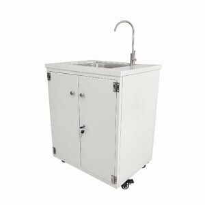 Steel Cabinet Portable Sink Self Contained Hand Wash Station Mobile Sink Water Fountain Water Supply 110V/12V Powered Built-in Pump Water Jugs NOT Included 24 X 18 X 30" Cabinet Size 10094-NPF