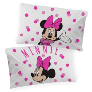 jay franco disney minnie mouse glow in the dark 2 pack reversible pillowcases - double-sided kids super soft bedding (official disney product)