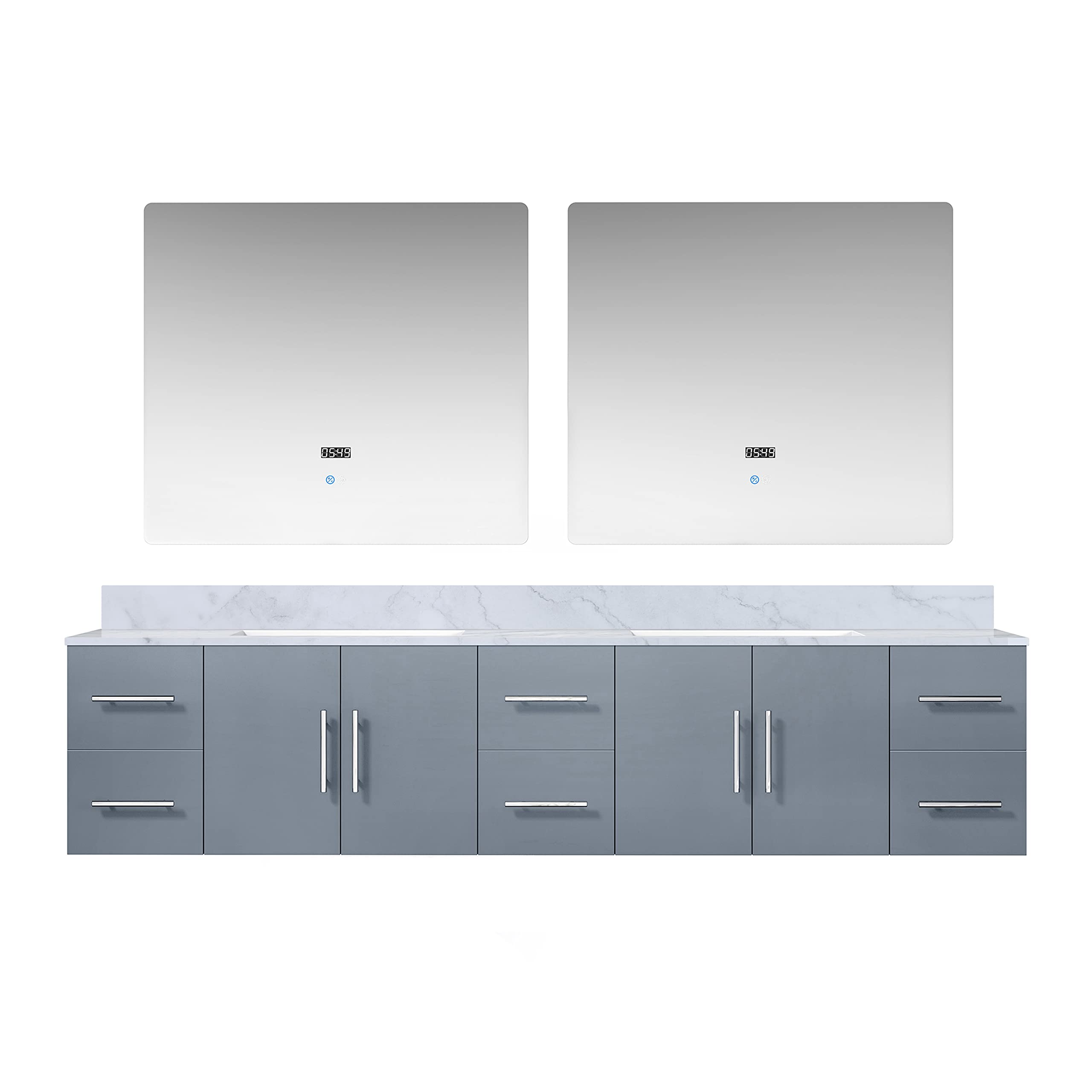 Bell+Modern Sonoma 84 in. W x 22 in. D Dark Grey Double Bath Vanity, Carrara Marble Top and 36 in. LED Mirrors