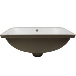 Novatto Rectangular Undermount White Porcelain Sink with Overflow, 15 x 20.25-inches