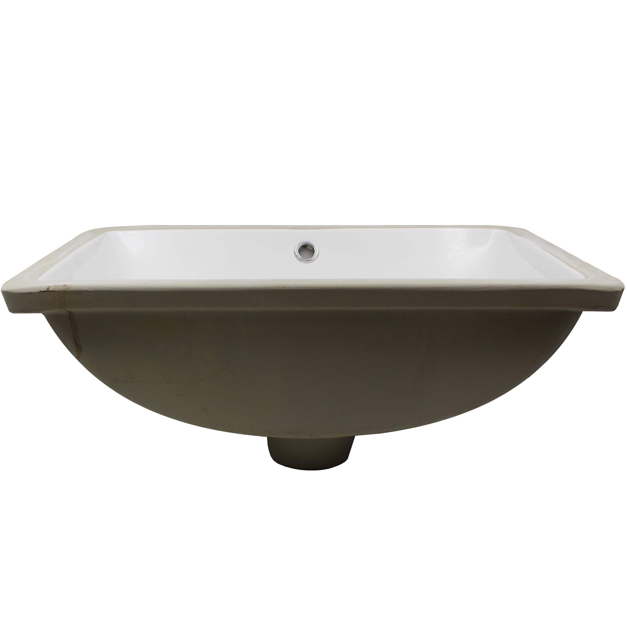 Novatto Rectangular Undermount White Porcelain Sink with Overflow, 15 x 20.25-inches