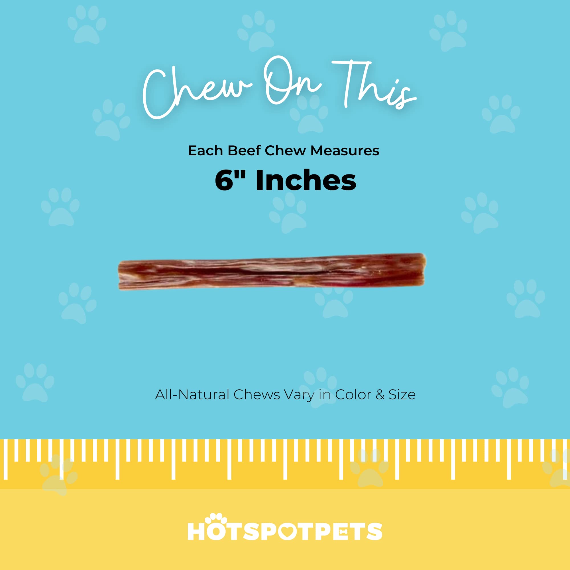 hotspot pets Beef Gullet Sticks for Dogs 6" - All Natural Grass-Fed Beef Dog Chews, Rich in Glucosamine Chondroitin for Joint Health, Single Ingredient No Rawhide Dog Treats