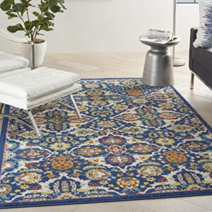 nourison allur contemporary navy multicolor 4' x 6' area -rug, easy -cleaning, non shedding, bed room, living room, dining room, kitchen (4x6)