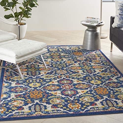 Nourison Allur Contemporary Navy Multicolor 4' x 6' Area -rug, Easy -cleaning, Non Shedding, Bed Room, Living Room, Dining Room, Kitchen (4x6)