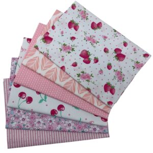 jukway 6pcs cotton fabric squares 20x20 inch (50x50cm) pre-cut quilt squares sheets patterns craft cotton fabric bundle for sewing quilting patchwork crafting home décor handwork (pink)