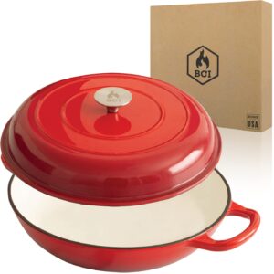 backcountry iron enameled 2.25 quart signature cast iron braiser with lid