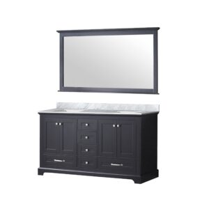 Bell+Modern Tybee 60 in. W x 22 in. D Espresso Double Bath Vanity, Carrara Marble Top and 58 in. Mirror