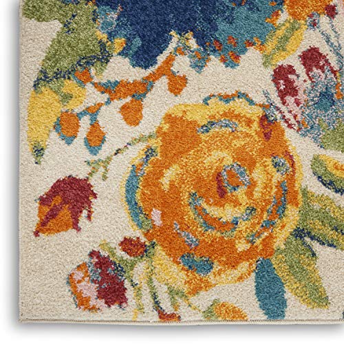 Nourison Allur Modern Floral Ivory Multicolor 4' x 6' Area -Rug, Easy -Cleaning, Non Shedding, Bed Room, Living Room, Dining Room, Kitchen (4x6)