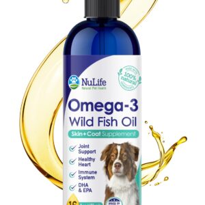 Liquid Fish Oil for Dogs with Omega 3, 6 & 9 Fatty Acids, Wild Caught from Iceland, Skin and Coat Supplement for Shedding, Itchy Skin, Allergies, Brain and Heart Health, Rich in EPA + DHA - 16 oz