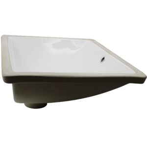 Novatto Rectangular Undermount White Porcelain Sink with Overflow, 15 x 20.25-inches