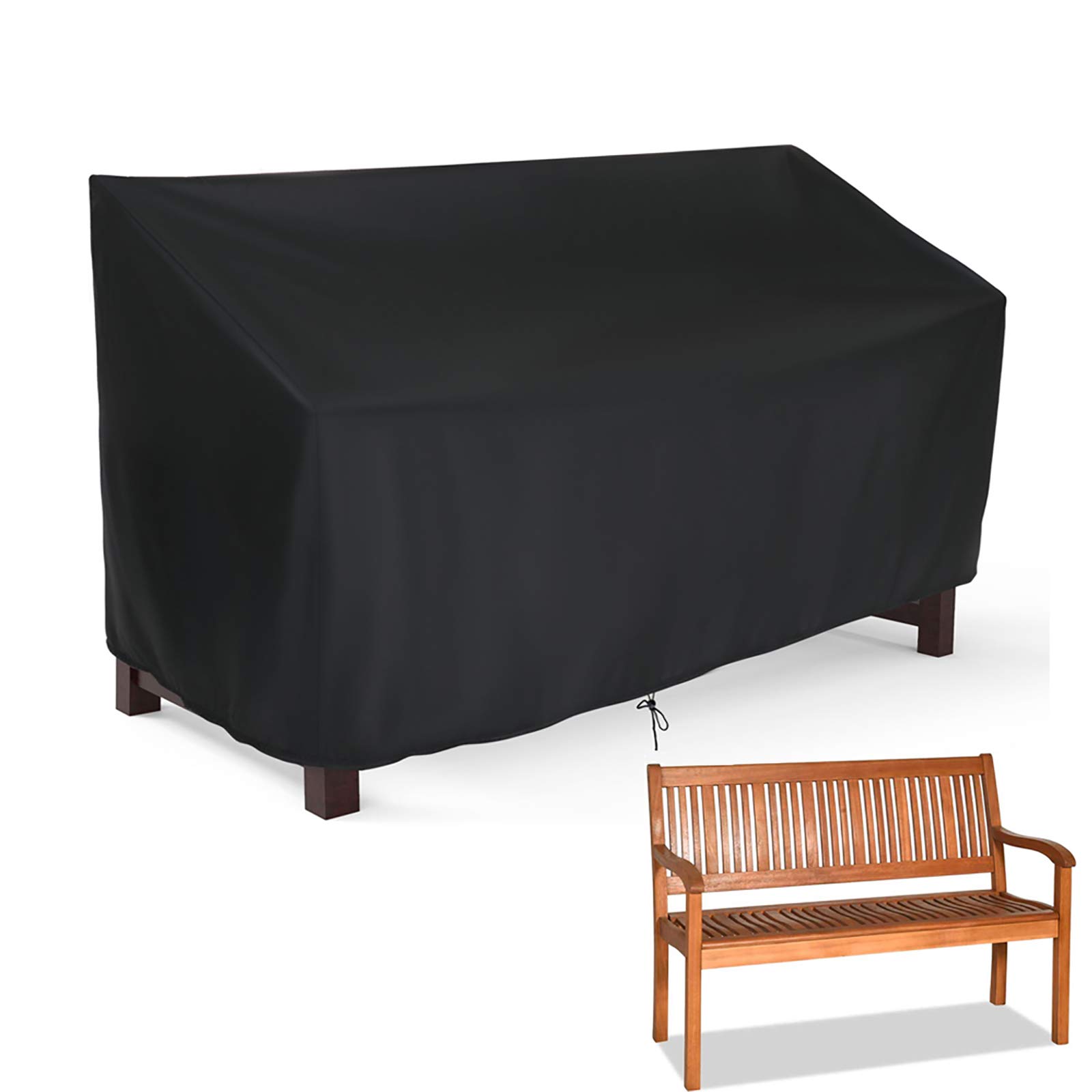 Hengme Outdoor Patio Garden Bench Cover - 3 Seat Outside Park Loveseat, Sofa, Glider, Furniture Cover Patio Bench Cover 64x26x35 inch(420D)