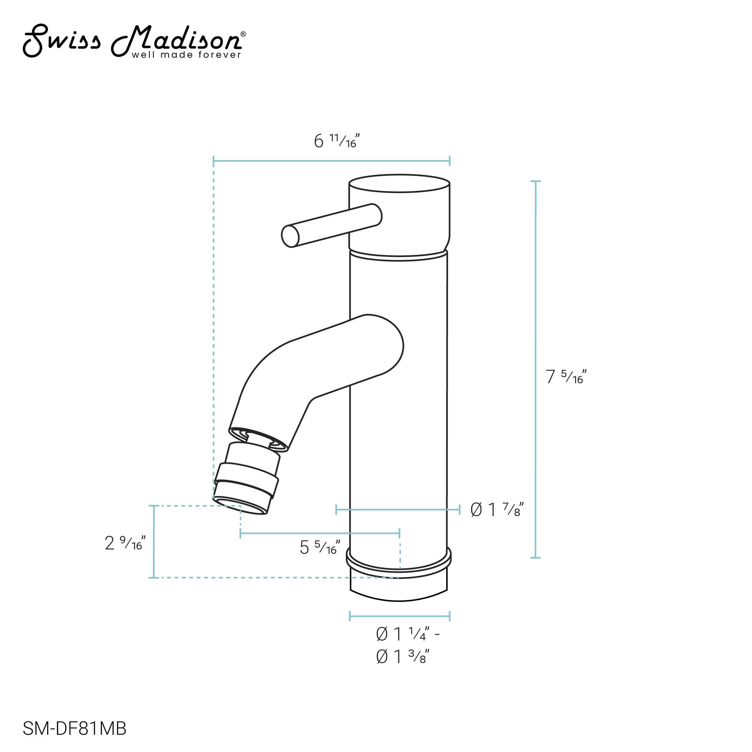 Swiss Madison Well Made Forever SM-DF81MB Ivy Bidet Faucet in Matte Black