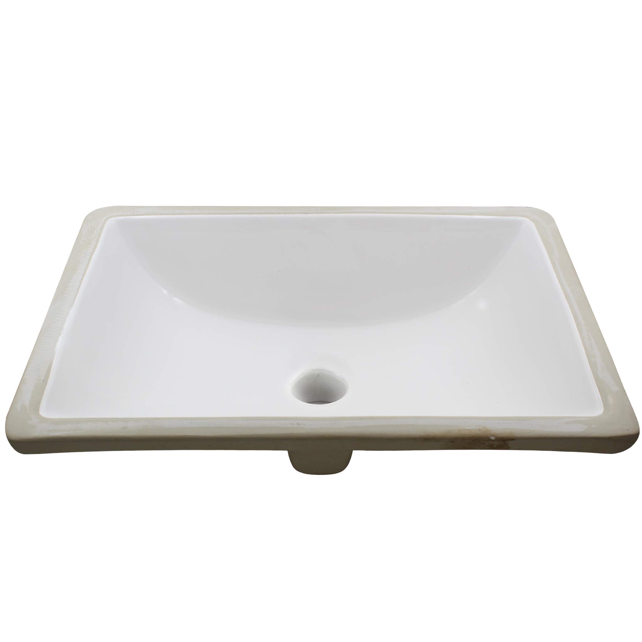 Novatto Rectangular Undermount White Porcelain Sink with Overflow, 15 x 20.25-inches