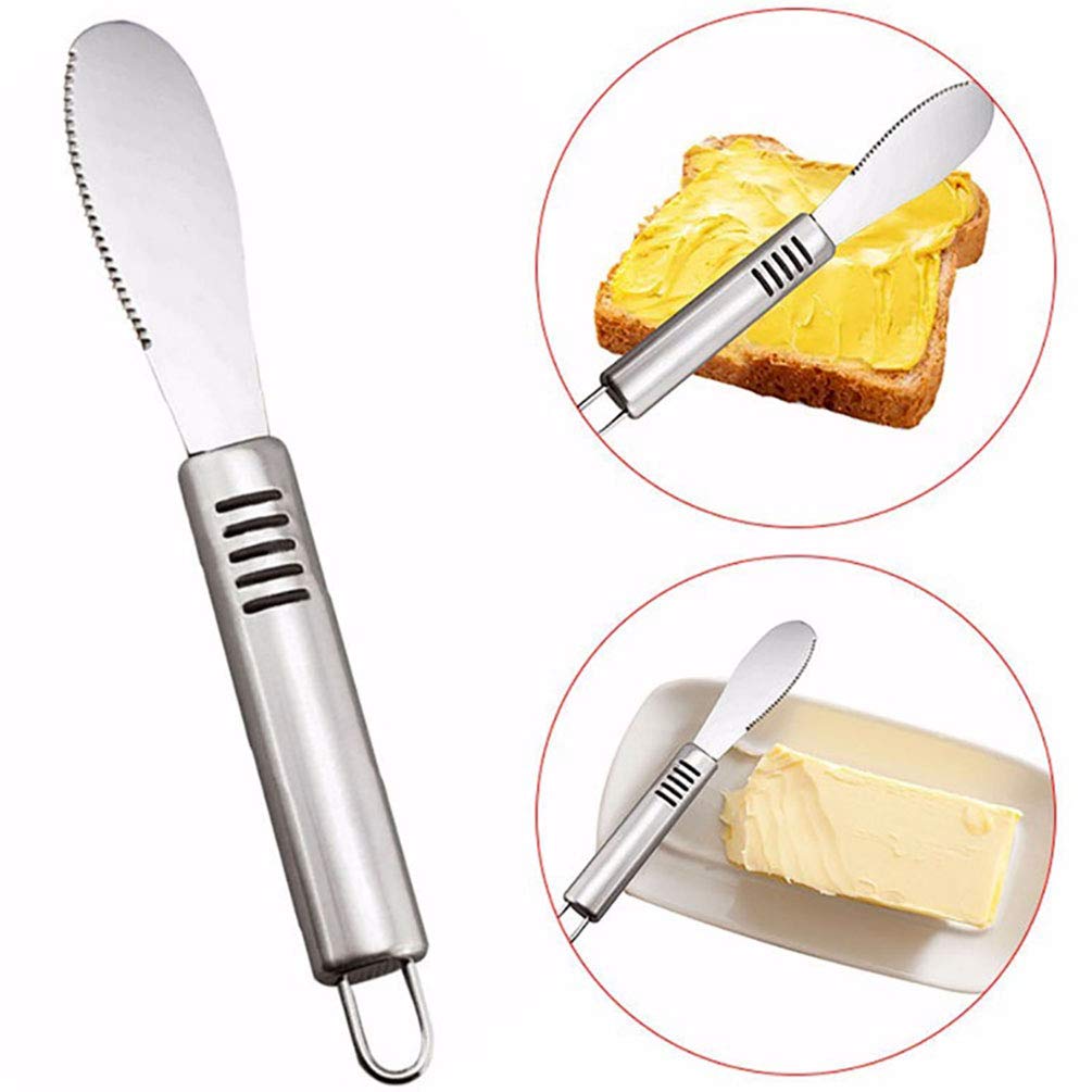 Goeielewe 2PCS Butter Spreaders Spatula, Stainless Steel Butter Knives Condiment Cheese Dessert Jam Cream Spreader for Breads, Sandwiches - 8.4 Inches