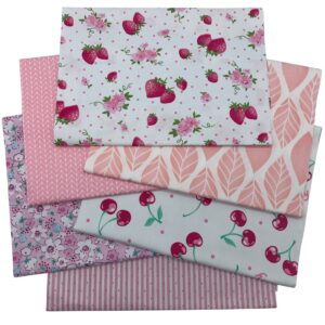 Jukway 6Pcs Cotton Fabric Squares 20x20 Inch (50x50cm) Pre-Cut Quilt Squares Sheets Patterns Craft Cotton Fabric Bundle for Sewing Quilting Patchwork Crafting Home Décor Handwork (Pink)