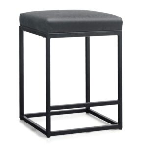 MAISON ARTS Black Counter Height 24" Bar Stool for Kitchen Counter Backless Modern Square Barstool Upholstered Faux Leather Stool Farmhouse Island Chair, Support 330 LBS,(24 Inch,Black), 1pc