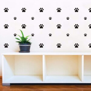 60 PCS Dog Paws Wall Decal Vinyl Stickers, Removable Animal Footprint Wall Decoration, Available in 3 Sizes DIY Sticker Mural Sets for Bedroom Living Room Office Playroom Classroom