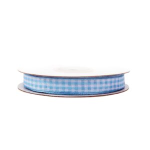 VIVIQUEN Gingham Ribbon Checkered Ribbon Taffeta Ribbon Plaid Ribbon Picnic Craft Ribbon 100% Polyester for Sewing, Gift, DIY Craft, Wedding, Home Decoration 3/8" x 25 Yd(Light Blue)