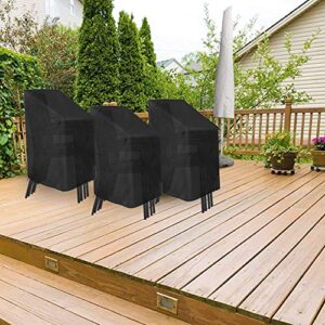 AGOOBO Patio Chair Covers,2 Pack Waterproof & UV Protection Outdoor Chair Cover, Furniture/Stack Chairs Cover with Pouch(29 x 29 x 47-1/4 inch,Black)