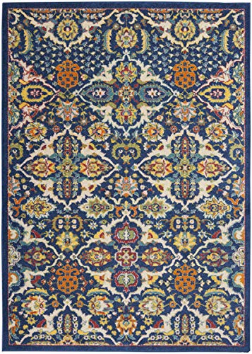 Nourison Allur Contemporary Navy Multicolor 4' x 6' Area -rug, Easy -cleaning, Non Shedding, Bed Room, Living Room, Dining Room, Kitchen (4x6)