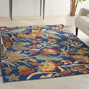 nourison allur modern navy multicolor 4' x 6' area -rug, easy -cleaning, non shedding, bed room, living room, dining room, kitchen (4x6)