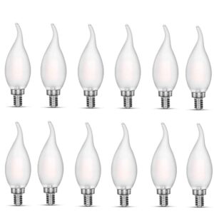 carrybc candelabra led bulbs 2700k 40w equivalent improve flame tip frosted glass e12 base warm white decoration e12 led bulb dimmable 12 pack