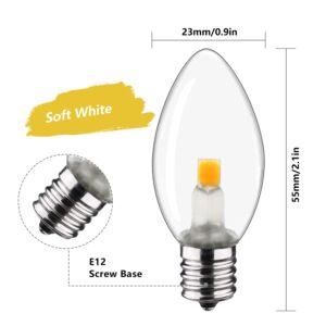 RuiAoTD Night Light Bulb C7 E12 LED Bulbs,Candelabra Bulbs, 0.6 Watt Equivalent 7W Incandescent Bulb, Warm White 2700K, Window Candles & Chandeliers Replacement Bulb, 6 Pack