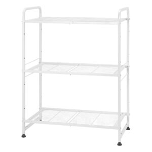 simple trending 3-tier stackable wire shelving unit storage rack, expandable & adjustable kitchen storage cabinet shelf organizer, white