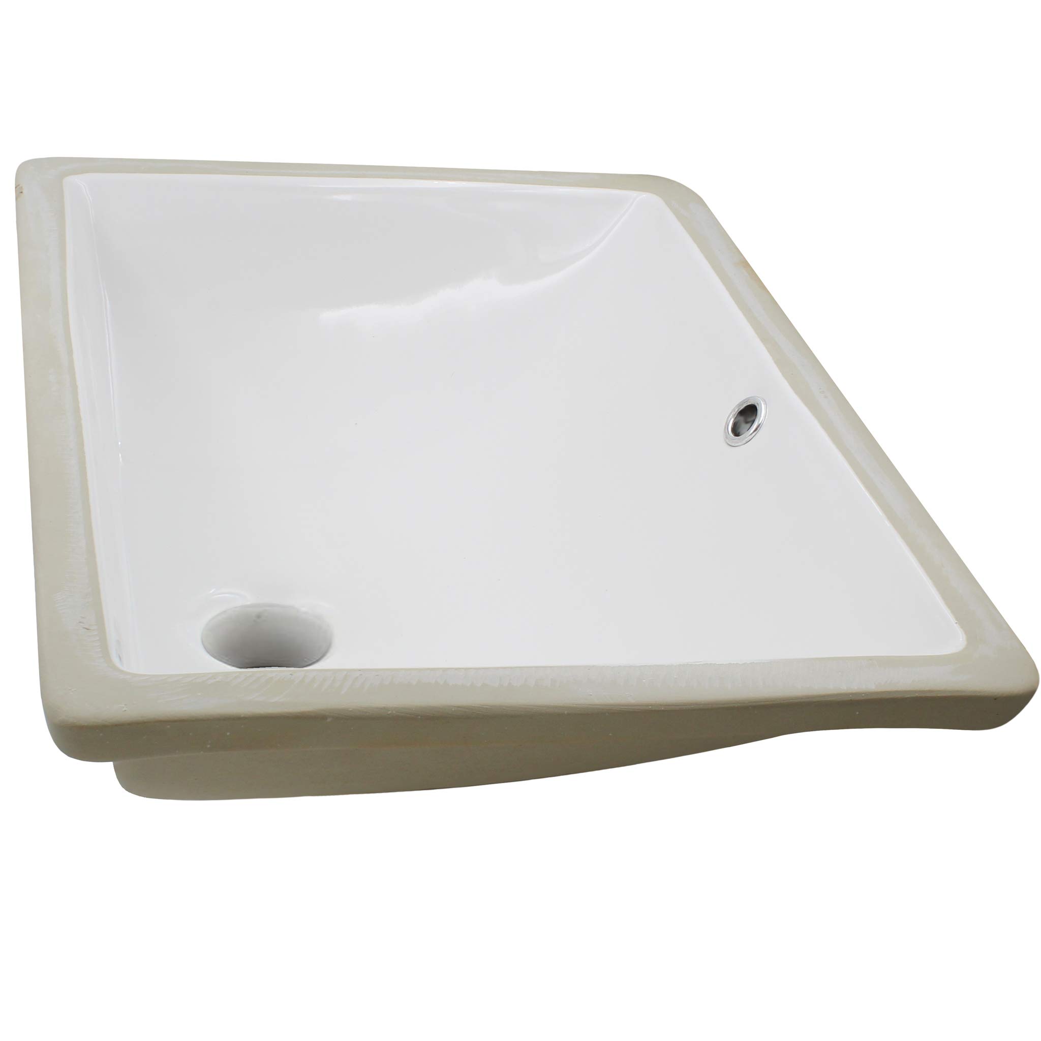 Novatto Rectangular Undermount White Porcelain Sink with Overflow, 15 x 20.25-inches