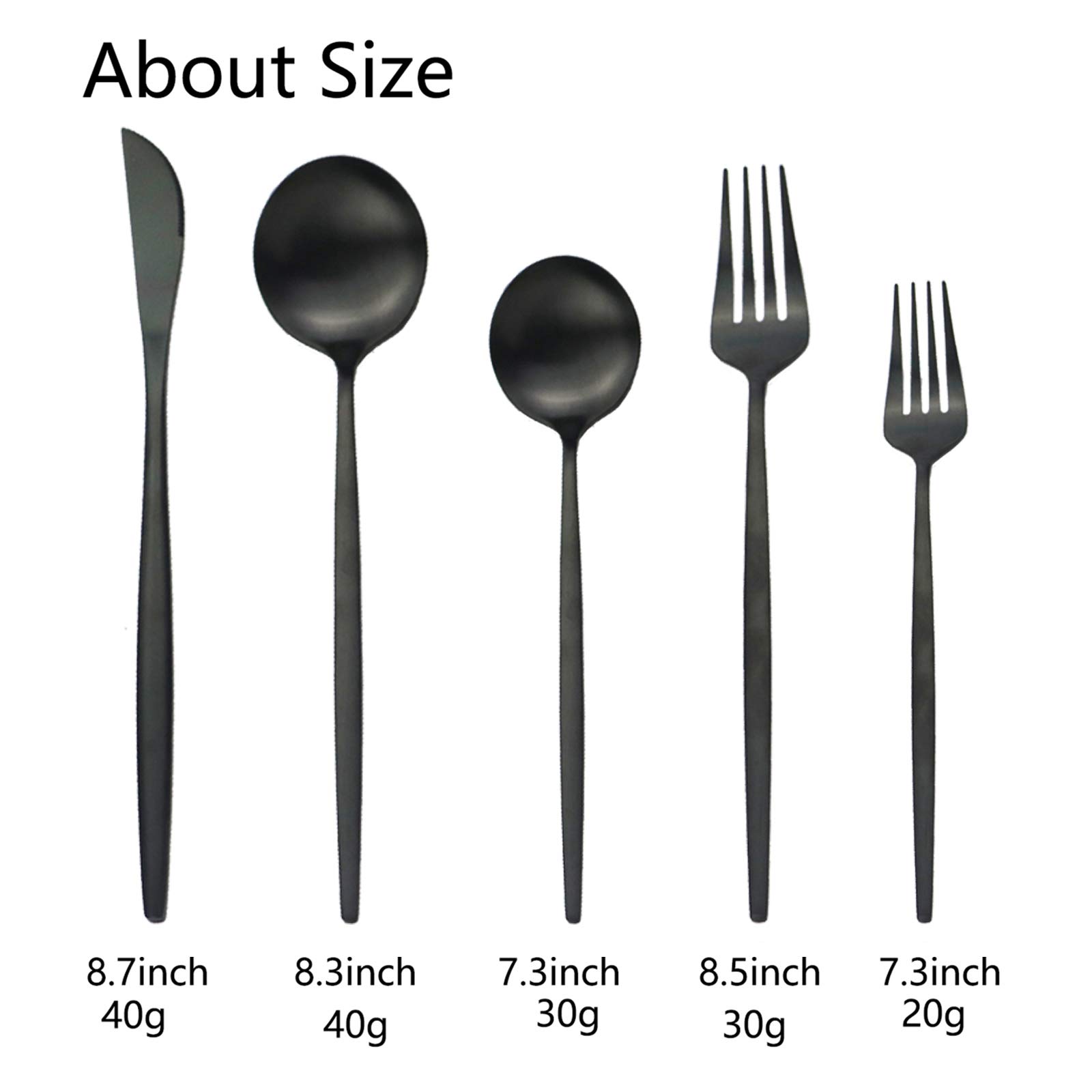 JASHII Flatware Silverware Set Stainless Steel Satin Finish Cutlery Set Service for 6, 30-Piece Spoons And Forks Kitchen Utensil Set, Dishwasher Safe (Matte Black)