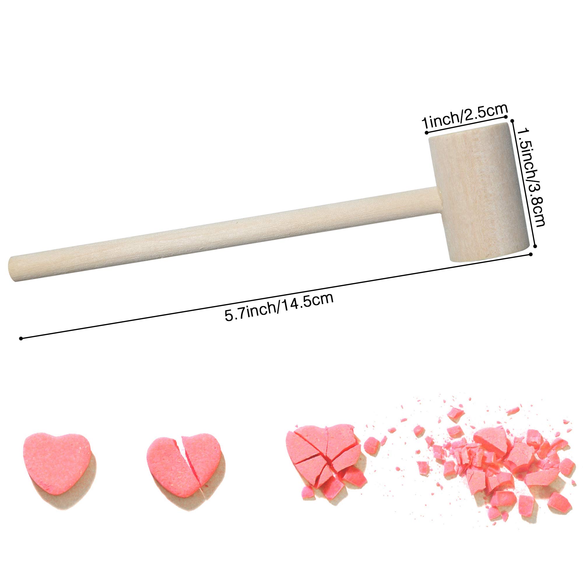 18 Pieces Wooden Hammers, Cute Hammers for Breakable Heart Chocolate