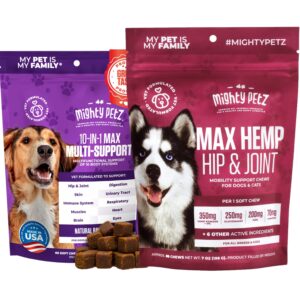 mighty petz max dog multivitamin max hemp glucosamine for dogs bundle