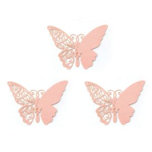 nx garden 50pcs butterfly wedding party baptism table name place card/escort card/cup card/wine glass card for wedding party decoration, pink