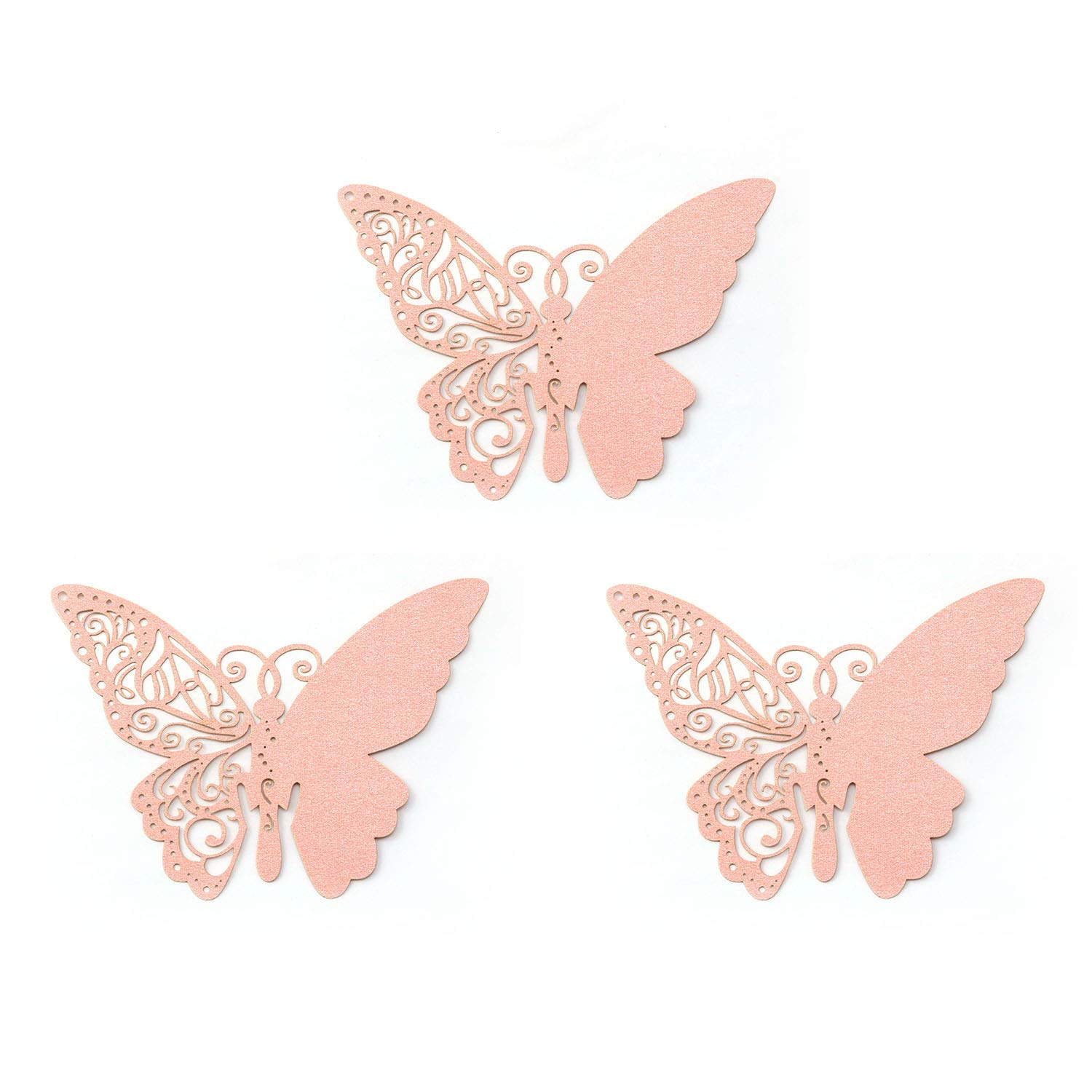 NX Garden 50pcs Butterfly Wedding Party Baptism Table Name Place Card/Escort Card/Cup Card/Wine Glass Card for Wedding Party Decoration, Pink