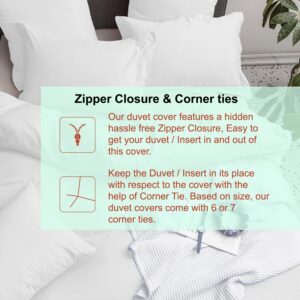 SLEEP-NEST Duvet Cover Set Super King Size 108 x 98 inches 3 Piece 100% Egyptian Long Staple Cotton with Zipper Closure & Corner Ties - 600 TC Ultra Soft Breathable Cover for Comforter, White