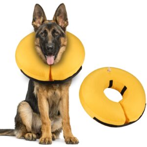 muksiron recovery collar for dogs,soft protective inflatable dog cone collar for after surgery, adjustable elizabethan collar for small/medium/large dog and cats to prevent from scratching & biting