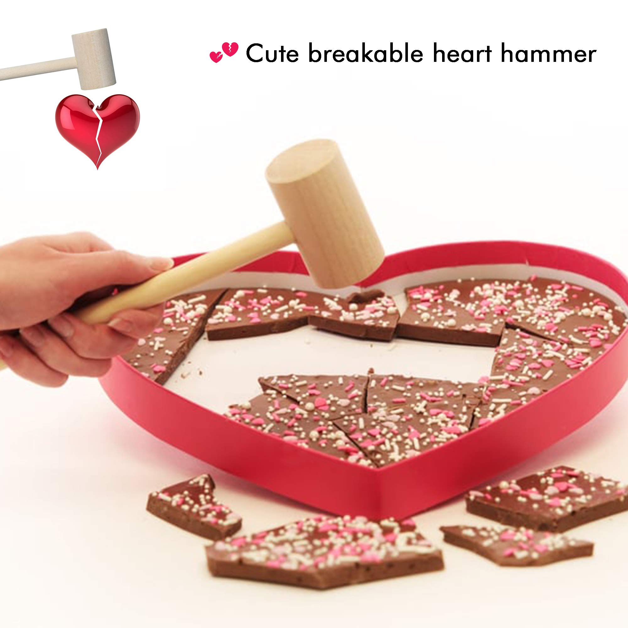 18 Pieces Wooden Hammers, Cute Hammers for Breakable Heart Chocolate