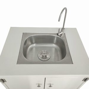 Steel Cabinet Portable Sink Self Contained Hand Wash Station Mobile Sink Water Fountain Water Supply 110V/12V Powered Built-in Pump Water Jugs NOT Included 24 X 18 X 30" Cabinet Size 10094-NPF