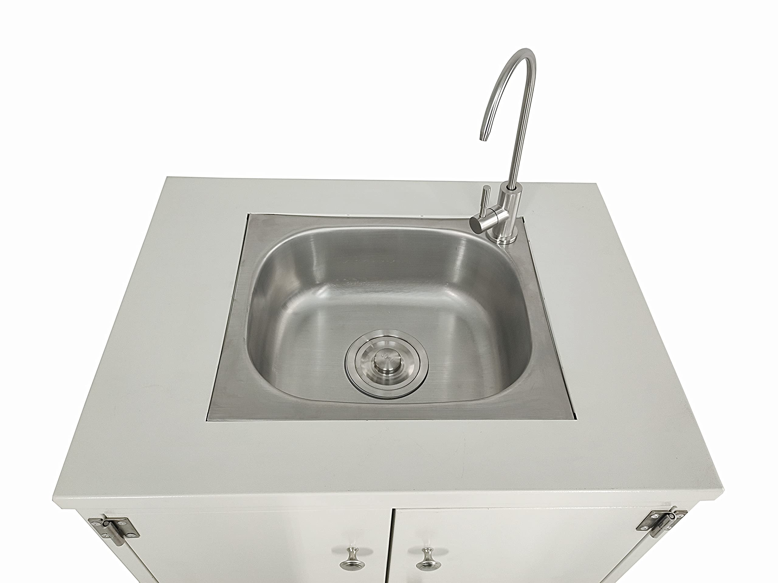 Steel Cabinet Portable Sink Self Contained Hand Wash Station Mobile Sink Water Fountain Water Supply 110V/12V Powered Built-in Pump Water Jugs NOT Included 24 X 18 X 30" Cabinet Size 10094-NPF